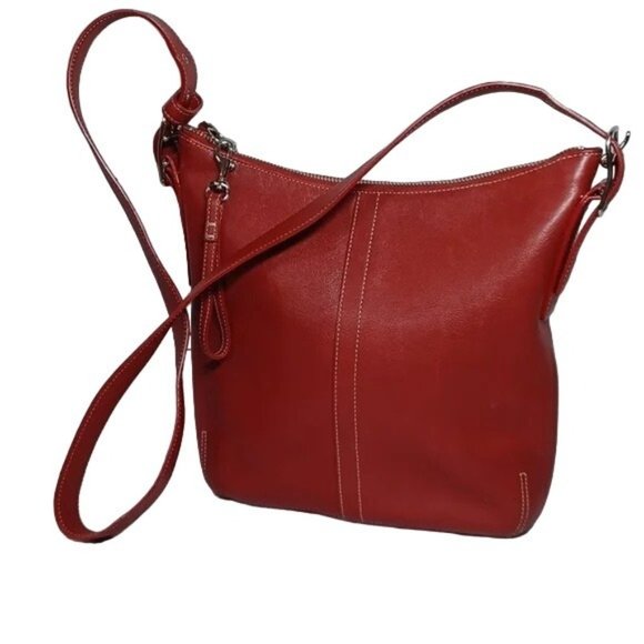 Coach | Bags | Vintage Coach Slim Legacy Red Leather Duffle Convertible ...